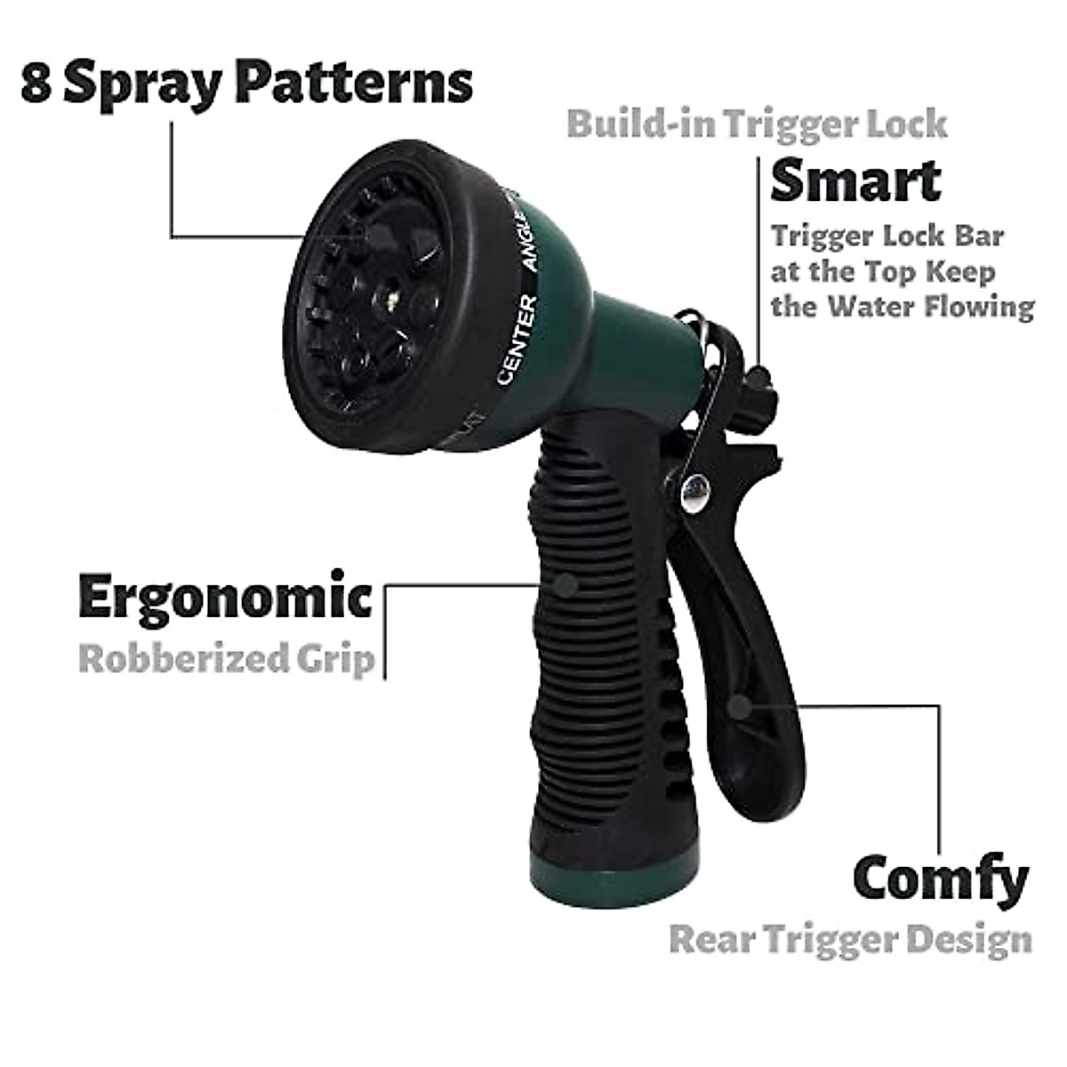 FUNJEE Heavy-Duty EVA Coil Hose Recoil Garden Water Hose with 8-Pattern Spray Nozzle, 3/4" GHT Brass Fittings, Corrosion Resistant, Retractable Garden Hose, Boat Hose (25FT, Green)
