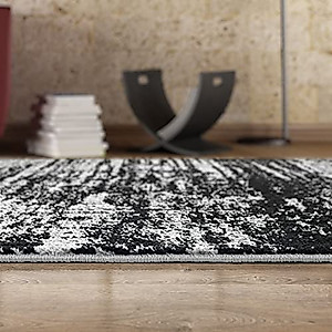 Antep Rugs Abstract 2x3 Modern Indoor Area Rug Amg045 (Black, 2' x 3')