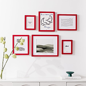 eletecpro 11x14 Picture Frame 4 Pack Made of Solid Wood and Strong Real Glass, Displays 8x10 and 8.5x11 Photos with Mat or 8x11 without Mat, Room Decor for Wall and Tabletop, Gallery Gifts Red