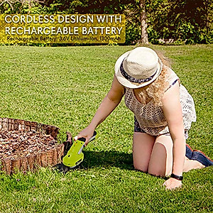 SereneLife PSLTLL1812 Cordless Handheld Shears-Electrical Hand Held Hedge Trimmer Weed Or Grass Clippers with 3.6V Rechargeable Battery, Metal Blades, for Lawn Yd Gardening Use, Yellow