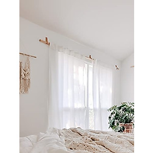 KEYAIIRA - Curtain rod holder leather curtain rod bracket holders leather loop strap for wall boho pole hanger wall blanket display farm house style