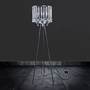 Hsyile Lighting KU300168 Unique Romance Crystal Tripod Floor Lamp Black Suitable for Bedroom,Living Room,Coffee Shop,4 Lights