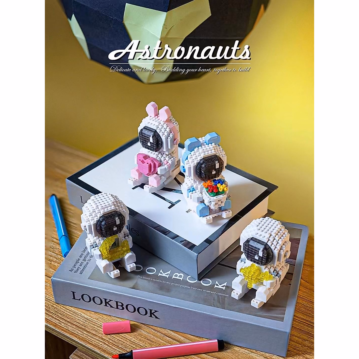 Elegrafy Rocking Astronaut Holding Star Mini Building Blocks Micro Building Kits for Kids and Adults Space Toys with LED Lighting Kit Compatible with Nano (433 Pieces)