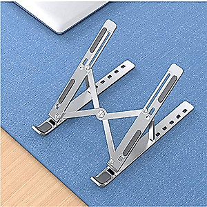 LIENS Laptop Stand Laptop Riser Computer Stand for Laptop Foldable Portable Aluminum Laptop Stand Adjustable Compatible for 10 to 15.6” Laptops (Silver)