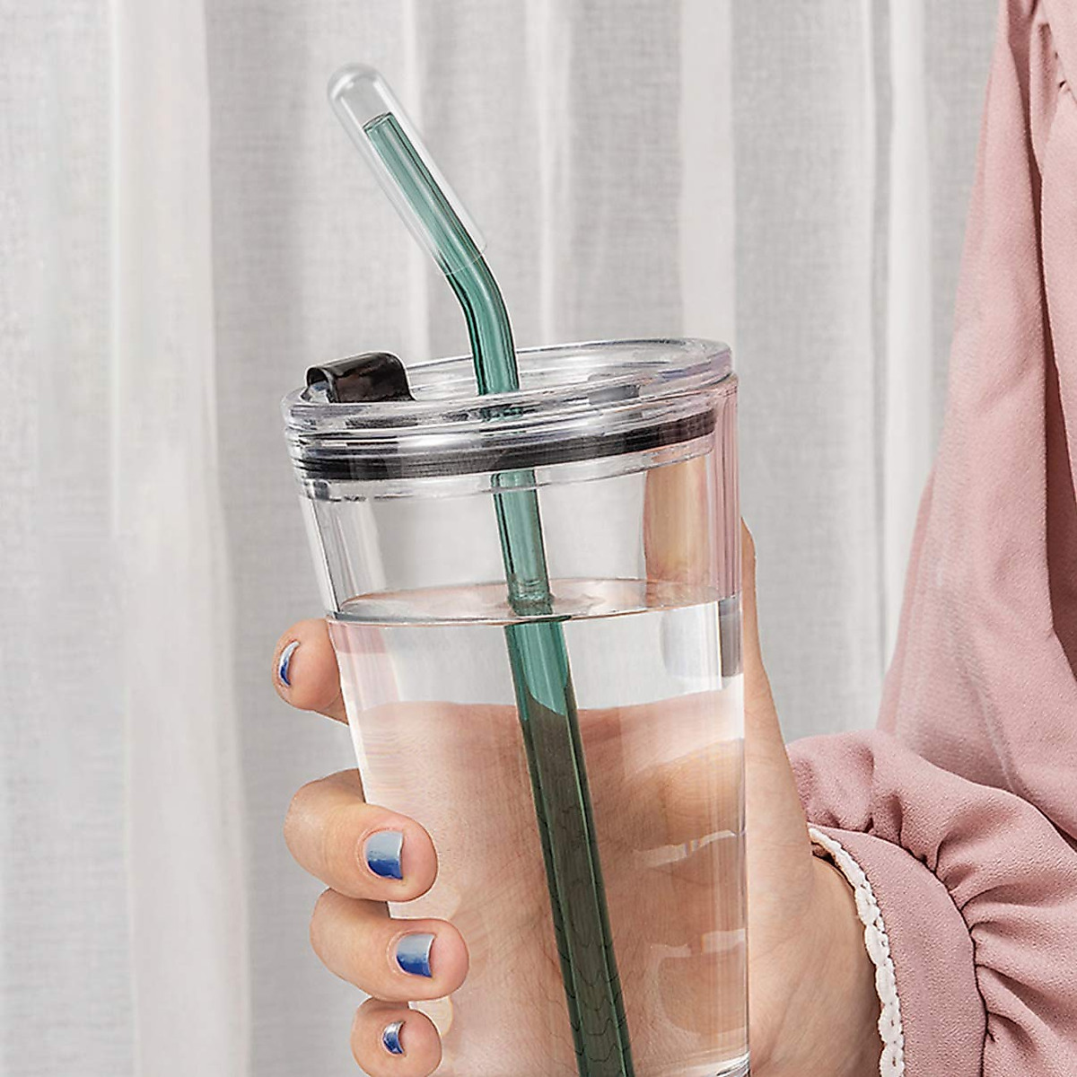 Hemoton Glass Straw Covers 10pcs Glass Straw Lid Protective Case Milk Transparent Straw Lids