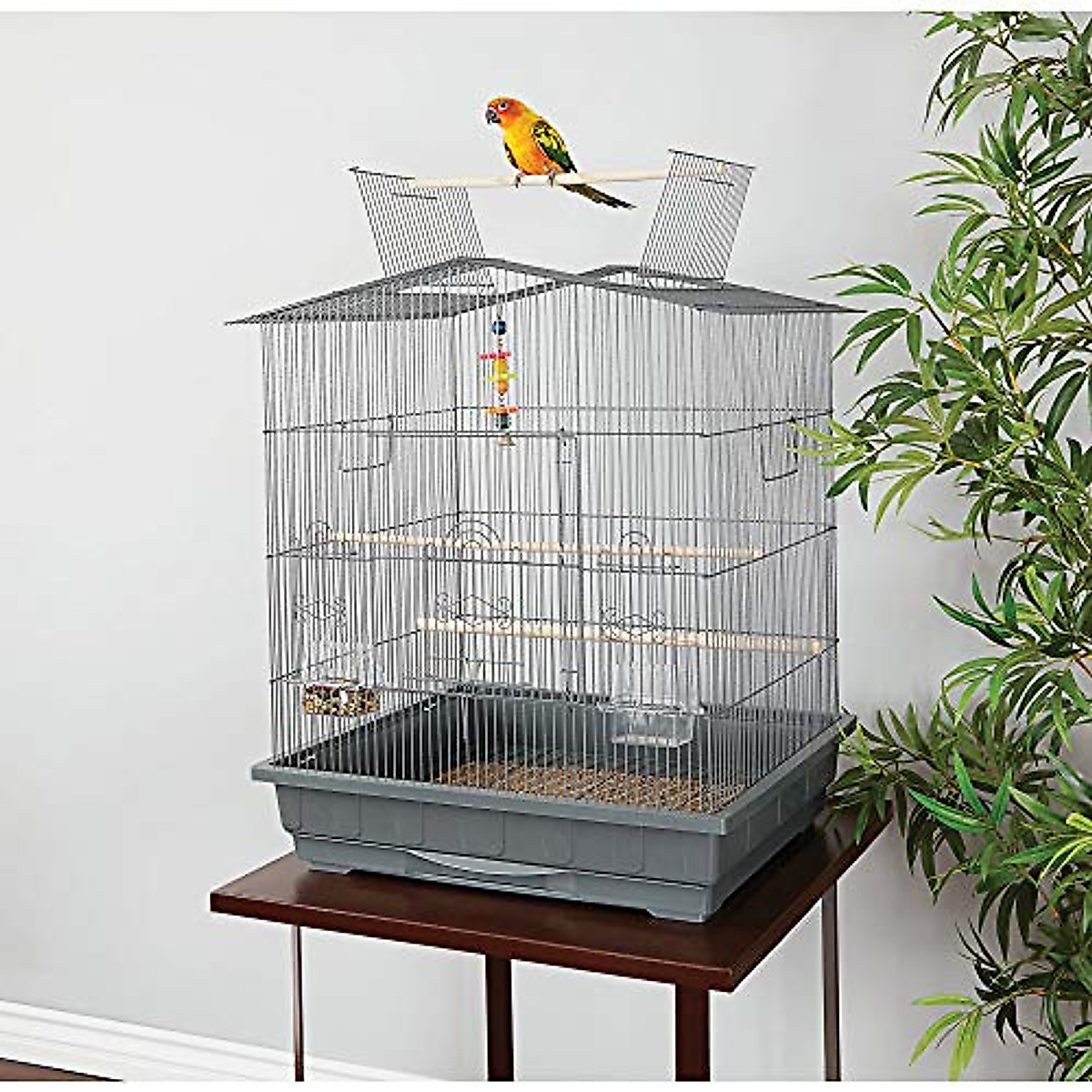 You & Me Gable Playtop Parrot Habitat, 24.75" L X 20.75" W X 32" H