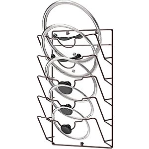 Simple Houseware Wall Door Mounted Pot Lid Rack, 9.5" Wx4.5 Dx17.2 H, Bronze Finish