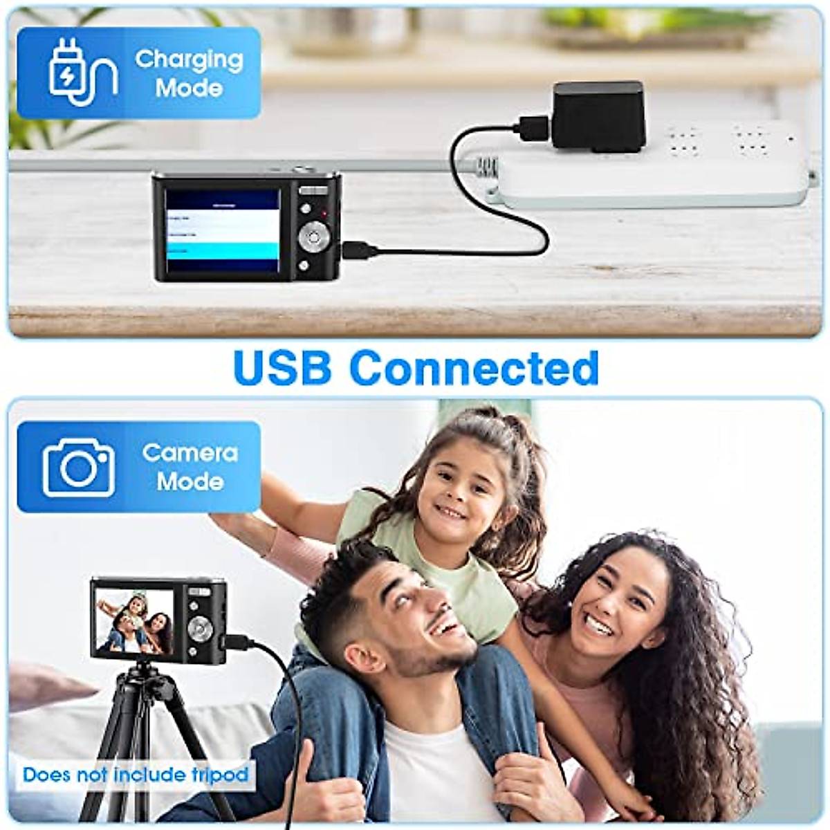 Digital Camera, Nsoela 4K FHD 48MP Kids Camera with 32 GB Card, Compact Point and Shoot Camera, 2.8" LCD Screen,16X Digital Zoom, Portable Mini Kids Camera for Teens,Students,Children (Black)