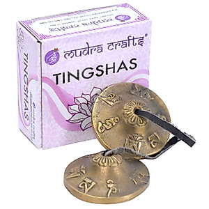 Meditation Bell - Tingsha Cymbals with Straps - Meditation Chime Tibetan Bell for Healing Yoga Meditation in a Box by Mudra Crafts, Tibet Mantra 2.5 Inches