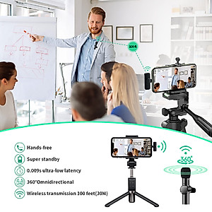 ERNSITNG Wireless Lavalier Microphone for iPhone iPad, Plug&Play Auto-syncs Clip-on Mini Mic for YouTube,TikTok,Facebook,Live,Zoom Video Recording,Noise Reduction(NO APP or Bluetooth Needed)