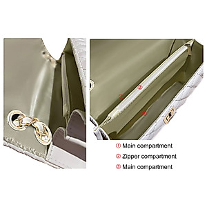 Eveupp White Purses for Women White Crossbody Bags for Women Quilted Purse with Chain Strap L