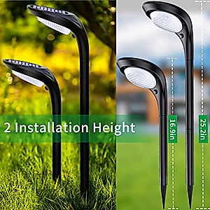 JSOT Solar Garden Lights, 150 Lumen Bright Solar Pathway Lights, Solar Lights Outdoor Waterproof Landscape Lighting for Outside Yard Backyard Path Driveway Walkway, Cool Light & Warm Light, 4 Pack