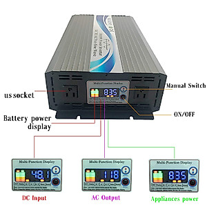 KRXNY 3000W Off Grid Pure Sine Wave Power Inverter 48V DC to 110V 120V AC 60HZ with LCD Display