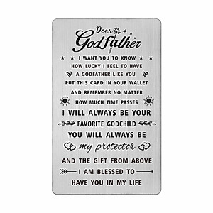 SOUSYOKYO Godfather Card from Godchild - Best Godfather Card from Goddaughter, Personalized Godfather Birthday Gifts for Men, God Father Christmas Wallet Card Present from Godchildren