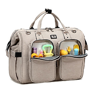 Pomelo Best Multifunctional Diaper Bag Totes with Changing Pad & Stroller Straps, Large Portable Newborn Baby Bags, Unisex and Stylish Travel Diaper Backpacks for Mom and Dad, Black