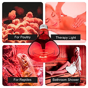 runquiz BR40 Red Heat Lamp Bulbs, 100 Watt Infrared Light Bulb, E26 Medium Base, for Bathroom Pet Poultry Reptiles Incandescent Heat Lamp, Infrared Bulb 1Pack