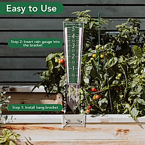 Circrane 5-Inch Capacity Outdoor Rain Gauge with Additional Hang Bracket& Stainless Steel Screws, Magnifying Scale and Numbers Design for Easy Read (Green)