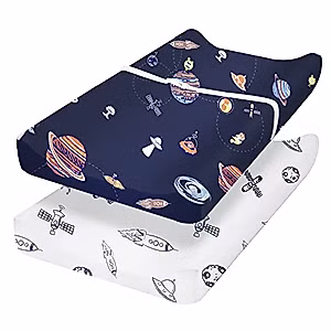 PHF Space Changing Pad Cover for Baby Boys Girls, 2 Pack Soft Changing Table Sheets or Cradle Sheets Fit Most Baby Changing Pads, Space