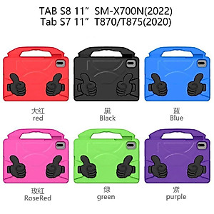 Tablet Case Suitable for Samsung Galaxy Tab S8 11.0" 2022 SM-X700 SM-X706 S7 SM-T870 T875 T876B 2020 EVA Kids Cover (Color : Red, Size : 11 inch TabS7 TabS8)