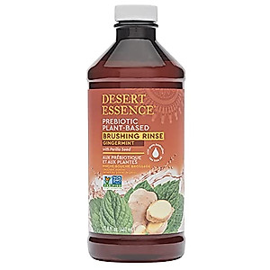 Desert Essence Prebiotic Plant-Based Brushing Rinse Gingermint 15.8 fl oz Alcohol Free, No SLS, Gluten-Free, Vegan, Cruelty Free, Prebiotic, Plant-Based, Healthy Oral Microbiome, Eliminate Bad Breath