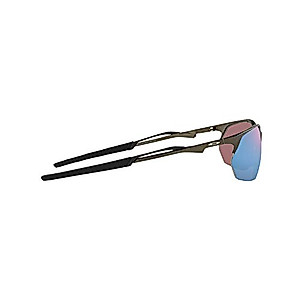 Oakley Men's OO4145 Wire Tap 2.0 Rectangular Sunglasses, Satin Lead/Prizm Deep Water Polarized, 60 mm