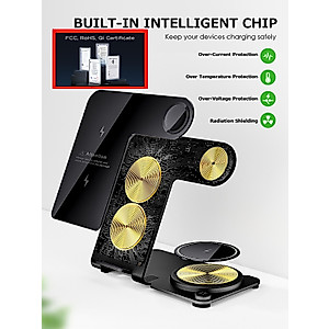 Mlfsaier 3 in 1 Charging Station for Multiple Devices Apple - Aluminum Alloy Fast Wireless Charger Stand Dock for iPhone 15/14/13/12/11/Pro/Max/XS/XR/X/8/Plus,for Apple Watch &AirPods Desk Beside