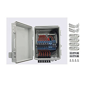 6 String Combiner Box for Solar Panel System, Solar Combiner Box with Lightning Arrest 63A Circuit Breaker 15A Rated Current Fuse IP66 Waterproof