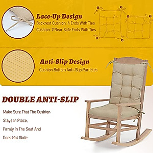 Focuprodu Rocking Chair Cushions.Soft Chair Cushions for Indoor/Outdoor A Variety of Rocking Chairs. Double Non-Slip Design Chair Cushions are Suitable for Patio, Garden. (Plush-Beige)