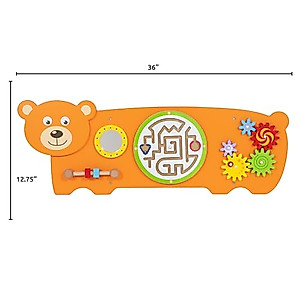 SPARK & WOW Bear Activity Wall Panel - Ages 18m+ - Montessori Sensory Wall Toy - 4 Activities - Busy Board - Toddler Room Décor