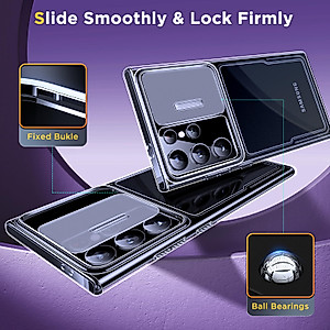 Humixx for Samsung Galaxy S24 Ultra Case with Camera Cover,[Military Drop Protection][Never Yellow Design] Silky Touch with Hard PC Back & Non-Slip Soft TPU Edge for Galaxy S24 Ultra Case, Clear