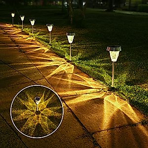 Aulanto Solar Pathway Lights Outdoot 6Pack, 7colors 40LUM Solar Pathway Lights Bright,Metal Garden Lights Solar Powered Waterproof for Pathway Yard Lawn Walkway