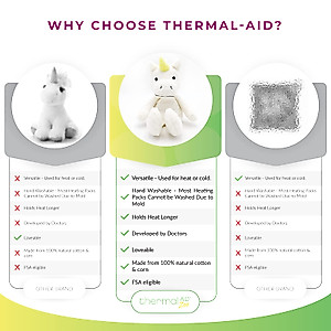 Thermal-Aid Zoo Microwavable Stuffed Animal - Plush Toy and Hot Cold Pack - Juno The Unicorn White