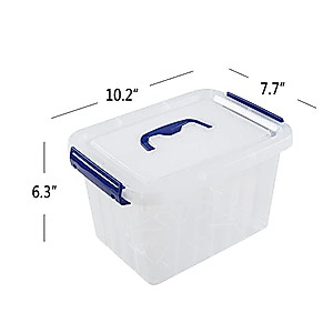 Nesmilers 6 Liter Clear Plastic Storage Box Tote Bins with Lids Set of 4