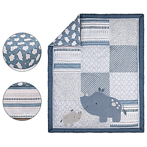 The Peanutshell Crib Bedding Set for Boys or Girls, Unisex 3 Piece Blue Rhino Nursery Collection