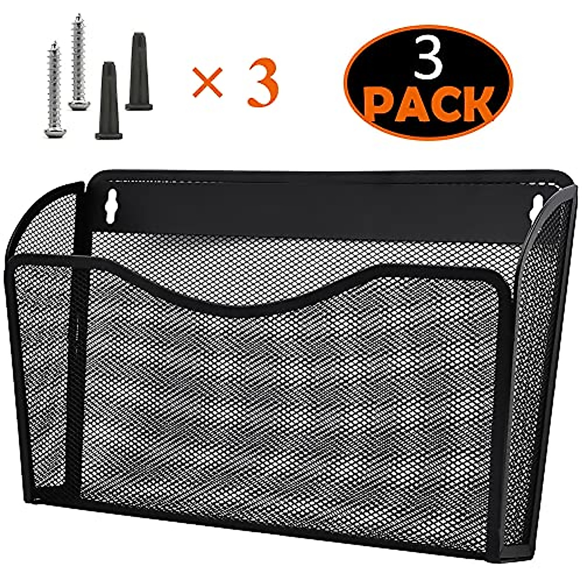 COSYAWN 3 Pack Mesh Wall Mounted File Holder Hanging Wall File Organizers for Home and Office