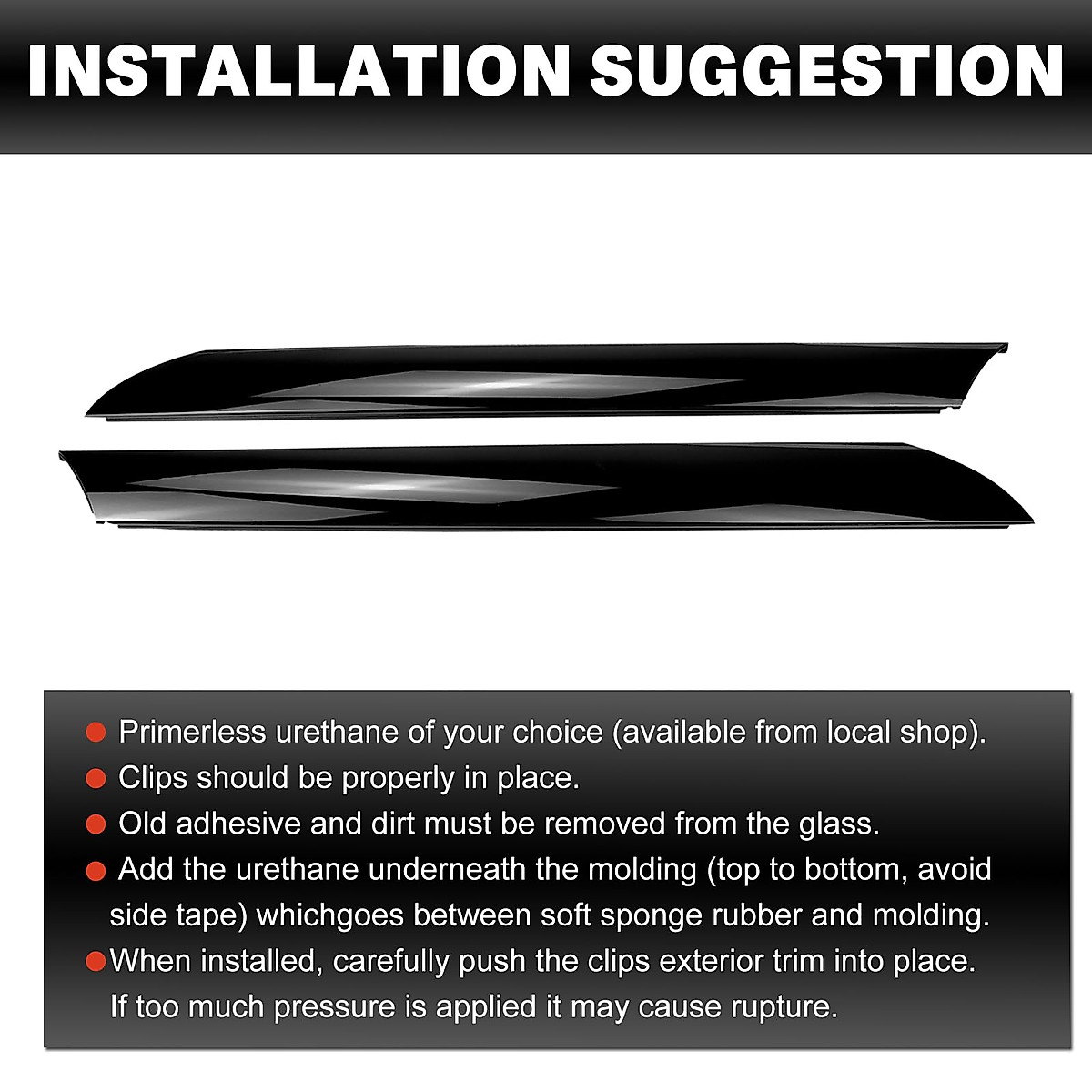 USTAR Black Left Right Pair Windshield Pillar Trim Panel Molding Fit for Kia Soul 2010-2013 861802K500 861702K500