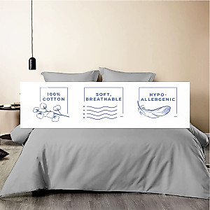 Kotton Culture 1000 Thread Count Duvet Cover 1 Piece Duvet Set 100% Egyptian Cotton Breathable All Season Comforter Cover with Zipper & Corner Ties Soft (Silver, Oversized King)