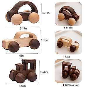 3PCS Wooden Baby Toys,Baby Grasping Toys Push Car Toys Montessori Toys Wooden Toy Vehicles,#2