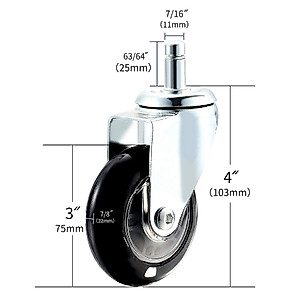 PERFEHAIR Hair Free Caster Wheels for Hairstylist Trolley, Salon Hair Color Tray, Hair Chair, Rolling Stool, Hair Stylist Cart, Beauty Spa Furniture Equipment (Set of 1)