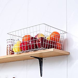 14" Upright Freezer Storage Baskets, White Wire Storage Bins Large Bakset for Freezer, Pantry, Bathroom Organizing, Set of 4