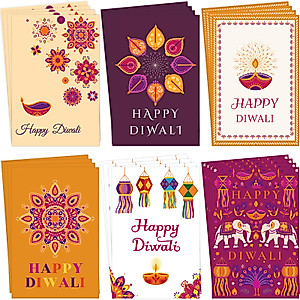 ceiba tree Happy Diwali Cards Assortment Diwali Greeting Cards Bulk with Envelopes