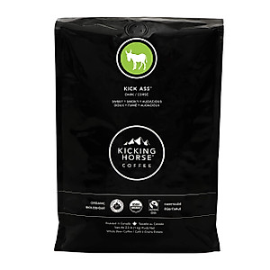 Kicking Horse Coffee, Kick Ass, Dark Roast, Whole Bean, Certified Organic, Fairtrade, Kosher Coffee, 2.2 lb, 35.2 Ounce & Kick Ass, Dark Roast, Ground, 10 oz - Certified Organic, Fairtrade