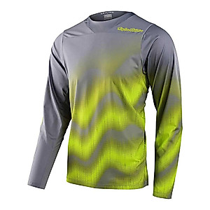 Troy Lee Designs Cycling MTB Bicycle Mountain Bike Jersey Shirt for Men, Skyline LS Chill (Waves Lt Gray, XL)