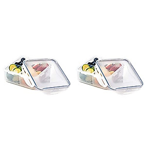 LocknLock Easy Essentials On The Go Meal Prep Lunch Box, Airtight Containers with Lid, BPA Free, Square (4 Section) -29 oz, Clear (Pack of 2)