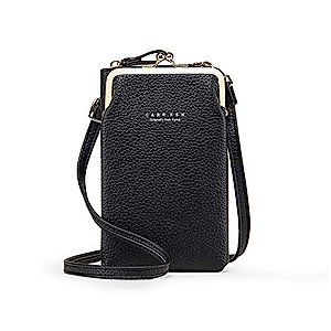 SUMGOGO WOMENS CROSSBODY BAG CELL PHONE SHOULDER PURSE CARD WALLET HANDBAG SATCHEL (Black)