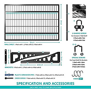 PAOKE Garage Storage Wall Shelving Mounted, Heavy Duty Floating Shelves (Convenient Installation) for Wood Studs/Joists & Concrete Wall (2x3ft Black 2 Pack)