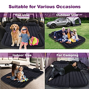Inflatable Car Mattress, Car Bed for Back Seat, Car Air Mattress with Auto Air Pump, Portable Camping Mattress, Sleeping Pad (SUV Black)