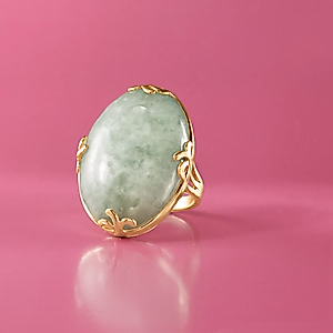 Ross-Simons Jade Ring in 18kt Gold Over Sterling