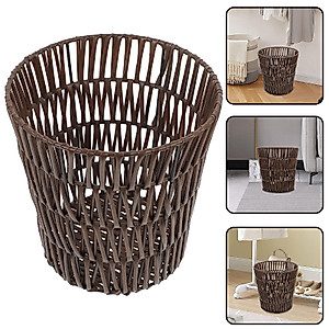 ABOOFAN Wicker Waste Basket, Small Trash Can, Trash Basket Rattan Garbage Can Seagrass Garbage Container Bin Laundry Hamper Basket for Bedroom, Office, Living Room Coffee