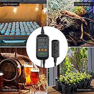 BN-LINK 8" X 12" Reptile Heating Mat & Smart WiFi Digital Temperature Controller Heating Cooling Compatible with Alexa and Google Home for Reptiles Aquarium